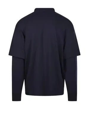 DARKPARK Long-sleeved Layered Polo Shirt - Black