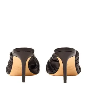 SCAROSSO Kiki Knotted Kitten Heel Mules - Chocolate-colored