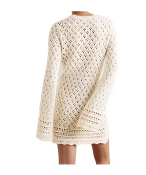 FRAME Crochet Organic Cotton-silk Shift Dress