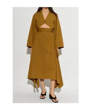 Alaïa Belted Cut Out Midi Dress