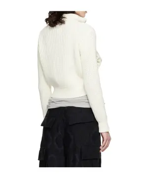 OPEN YY Applique Knitted Zip-up Sweater