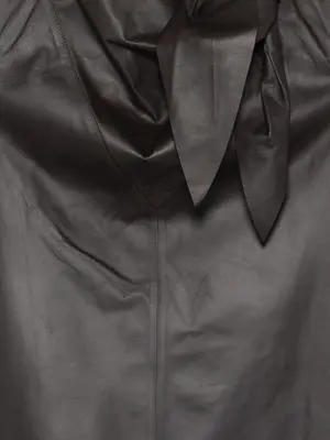 YVES SALOMON Sleeveless Lambskin Top With Draped Neckline And Tie Details