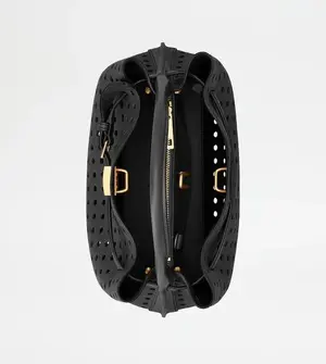 TOD'S Perforated Leather Tote Bag - Black