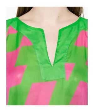 Dries Van Noten Oversized Graphic Printed Kaftan With Fringed Hems - Green