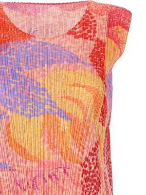 Issey Miyake V-neck Pleated Top - Pink