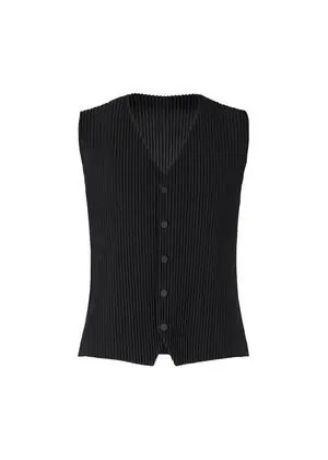 Issey Miyake Homme Plissé Tuxedo Pleats Vest - Black