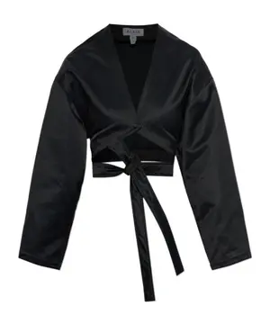 Alaïa V-neck Tie-detailed Jacket - Black