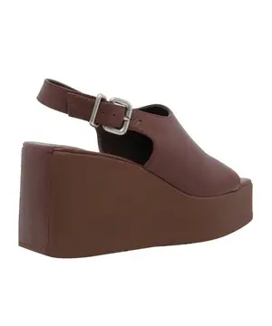 VIC MATIE Square Toe Wedge Sandals - Red