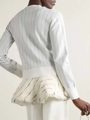 Sacai Long Sleeve Sweater With Ribbed Accents