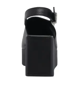 VIC MATIE Square-toe Leather Platform Sandals - Black