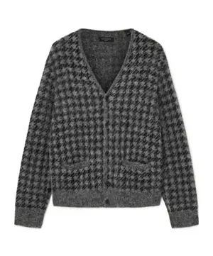 ALLSAINTS Zain Wool Blend Houndstooth Cardigan - Grey