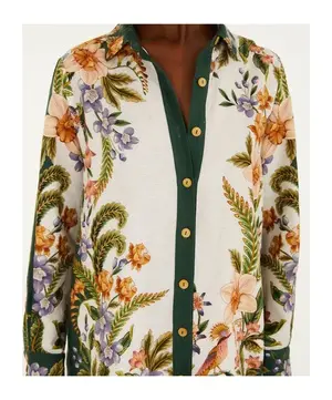 Farm Rio Floral Print Long Sleeve Shirt