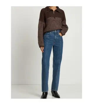 SLVRLAKE London Pintuck Straight Jeans - Blue