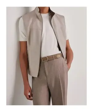 Canali Woven Belt With Leather Details