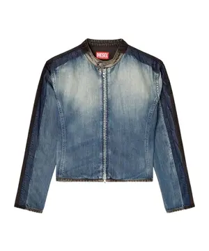 DIESEL® Snap-button Collar Two-way Zip Closure Moto Jacket