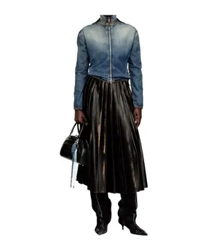 DIESEL® Snap-button Collar Two-way Zip Closure Moto Jacket