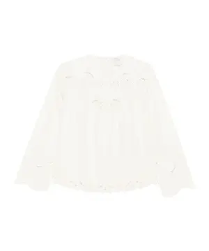 FORTE_FORTE Long-sleeved Round Neck Top With Back Button Closure
