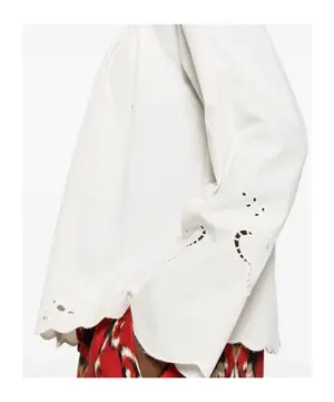 FORTE_FORTE Long-sleeved Round Neck Top With Back Button Closure