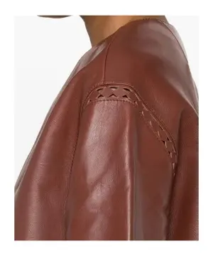 YVES SALOMON Laser-cut Lambskin Cropped Jacket