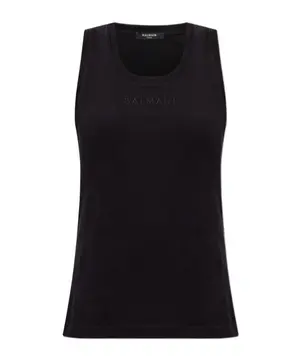 Balmain Embroidered Logo Tank Top