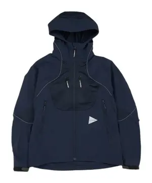 AND WANDER Hooded Zip-up Jacket With Multiple Pockets - Navy