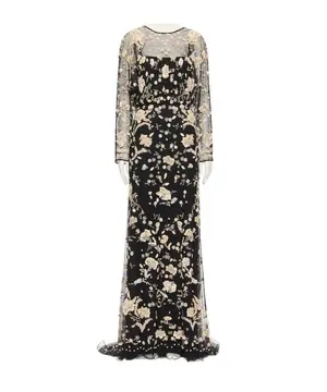 Valentino Garavani Round Neck Long Sleeve Dress With Patterned Embellishments
