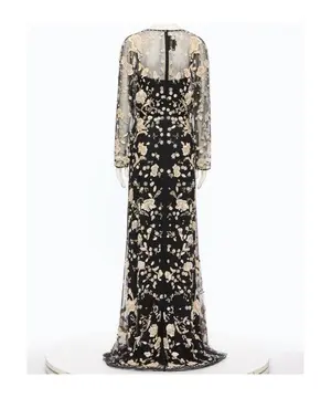 Valentino Garavani Round Neck Long Sleeve Dress With Patterned Embellishments