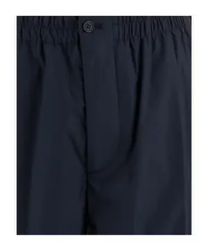 Giorgio Armani Elastic Waist Straight Leg Trousers - Black