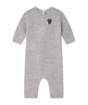 Bonpoint Crew Neck Jumpsuit With Snap Button Fastening - Grey