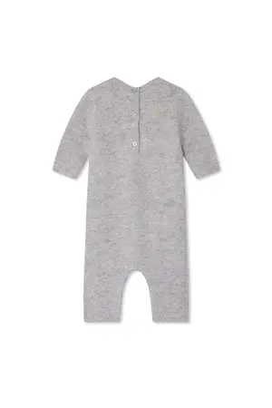Bonpoint Crew Neck Jumpsuit With Snap Button Fastening - Grey