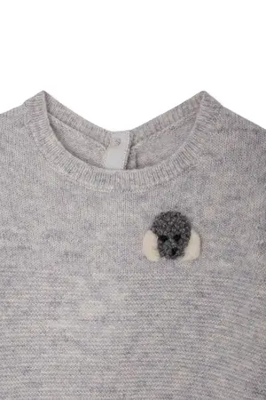 Bonpoint Crew Neck Jumpsuit With Snap Button Fastening - Grey