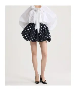 PATOU Elasticated-waist Polka Dot Mini A-line Skirt - Black
