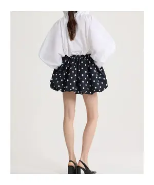 PATOU Elasticated-waist Polka Dot Mini A-line Skirt - Black