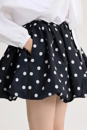 PATOU Elasticated-waist Polka Dot Mini A-line Skirt - Black