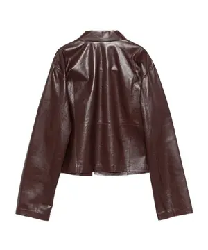 ALYSI Tie-detail Leather Jacket - Brown