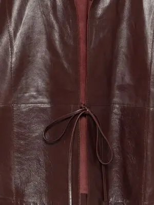 ALYSI Tie-detail Leather Jacket - Brown
