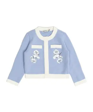 SELF-PORTRAIT Long-sleeved Knitted Cardigan With Floral Embellishments