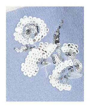 SELF-PORTRAIT Long-sleeved Knitted Cardigan With Floral Embellishments