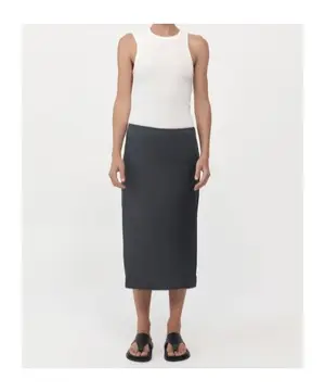 ST. AGNI Soft And Stretchy" Silk Blend Midi Skirt