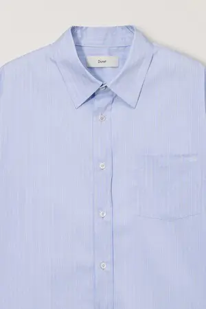 DUNST Oversized Striped Short Sleeve Shirt - Purple