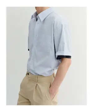 DUNST Oversized Striped Short Sleeve Shirt - Purple