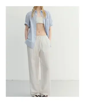 DUNST Oversized Striped Short Sleeve Shirt - Purple