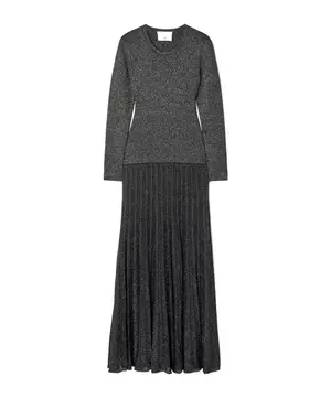 Isabel Marant Étoile Pleated Metallic-knit Midi Dress