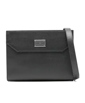Emporio Armani Envelope Leather Shoulder Bag - Black