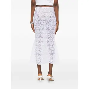 Oseree Lace Midi Skirt With Elastic Waistband