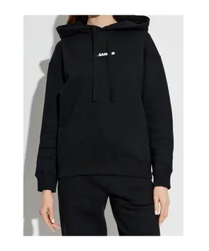 JIL SANDER Logo Print Hoodie - Black