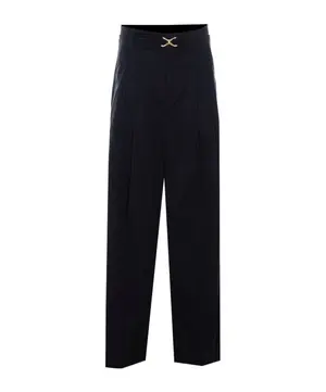 TWINSET Wide-leg Tailored Pants With Pleated Front And Metallic Accent