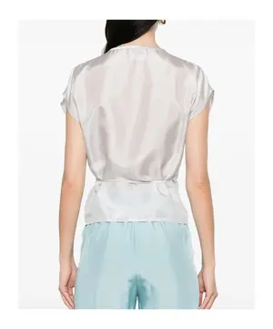 FORTE_FORTE Sleeveless Wrap Top With Mother-of-pearl Buttons