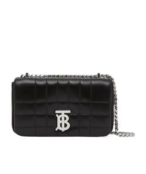 Burberry Lola Quilted Leather Mini Shoulder Bag With Tb Logo - Black