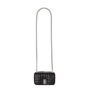 Burberry Lola Quilted Leather Mini Shoulder Bag With Tb Logo - Black
